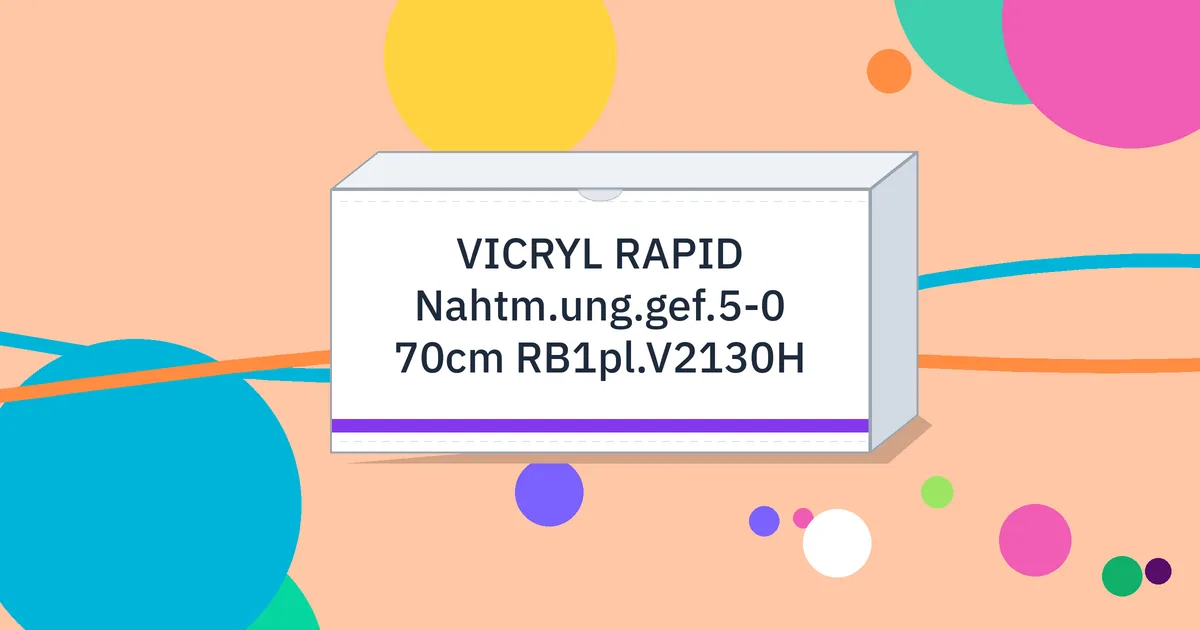 Symbolbild: Packung mit der Aufschrift VICRYL RAPID Nahtm.ung.gef.5-0 70cm RB1pl.V2130H (PZN 16256693) – Verfügbarkeit und Bezug in Apotheken in Frankfurt am Main