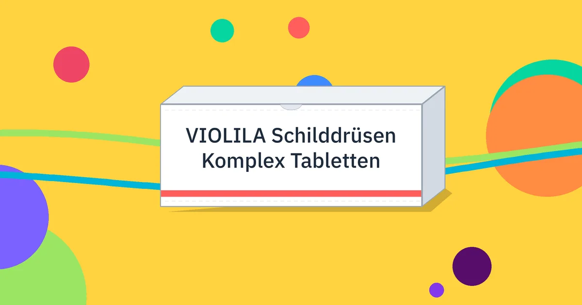 Symbolbild: Packung mit der Aufschrift VIOLILA Schilddrüsen Komplex Tabletten (PZN 20282839) – Verfügbarkeit und Bezug in Apotheken in Frankfurt am Main