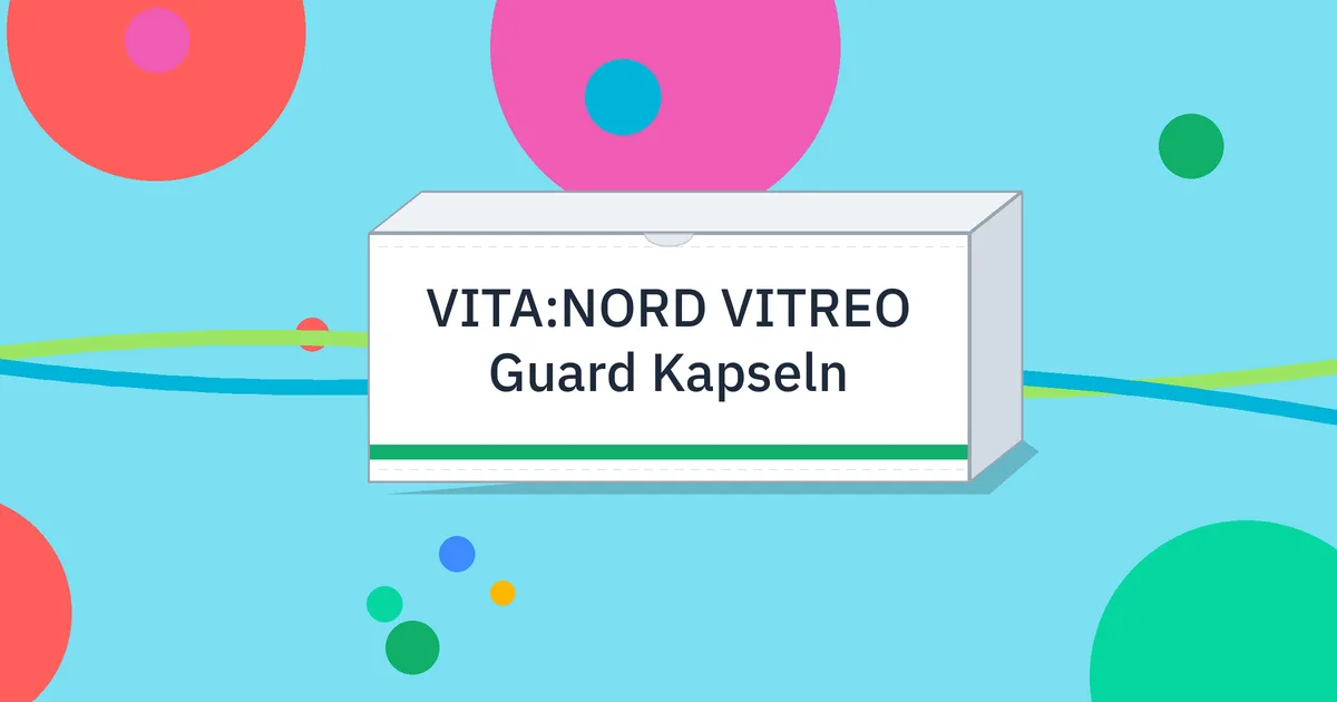 Symbolbild: Packung mit der Aufschrift VITA:NORD VITREO Guard Kapseln (PZN 20521132) – Verfügbarkeit und Bezug in Apotheken in Frankfurt am Main
