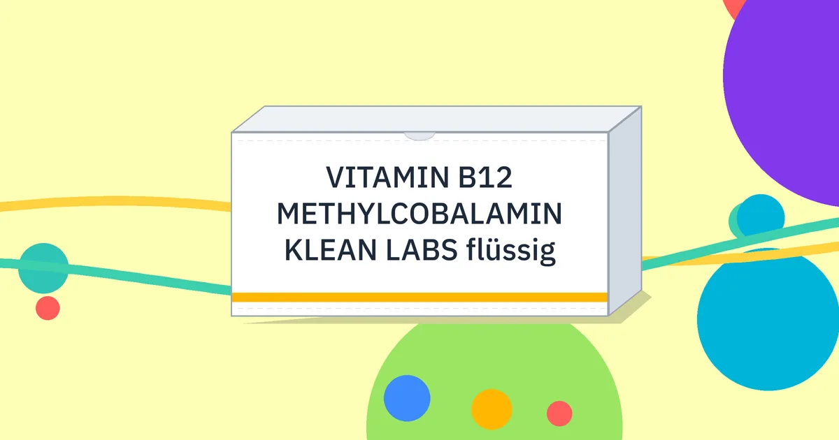Symbolbild: Packung mit der Aufschrift VITAMIN B12 METHYLCOBALAMIN KLEAN LABS flüssig (PZN 09745204) – Verfügbarkeit und Bezug in Apotheken in Frankfurt am Main