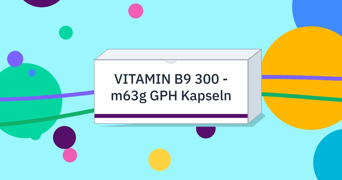 Symbolbild: Packung mit der Aufschrift VITAMIN B9 300 -m63g GPH Kapseln (PZN 09721907) – Verfügbarkeit und Bezug in Apotheken in Frankfurt am Main