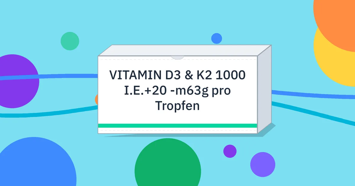 Symbolbild: Packung mit der Aufschrift VITAMIN D3 & K2 1000 I.E.+20 -m63g pro Tropfen (PZN 16803037) – Verfügbarkeit und Bezug in Apotheken in Frankfurt am Main