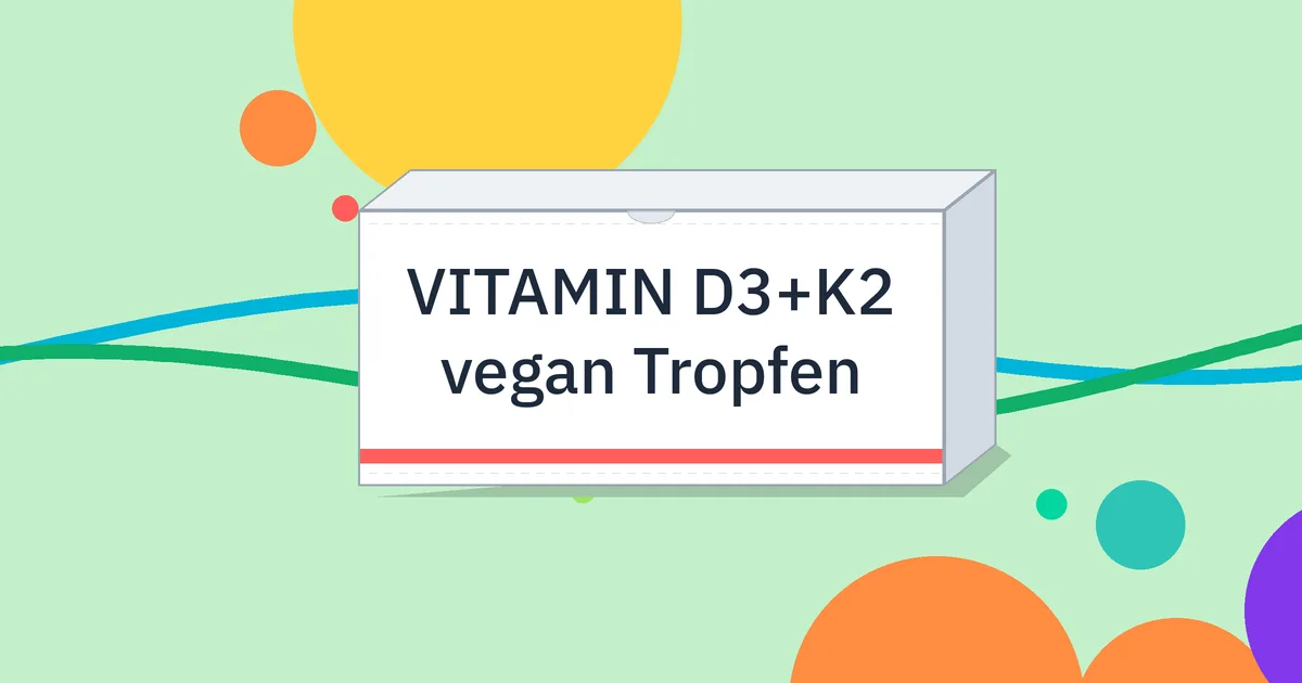Symbolbild: Packung mit der Aufschrift VITAMIN D3+K2 vegan Tropfen (PZN 18852577) – Verfügbarkeit und Bezug in Apotheken in Frankfurt am Main
