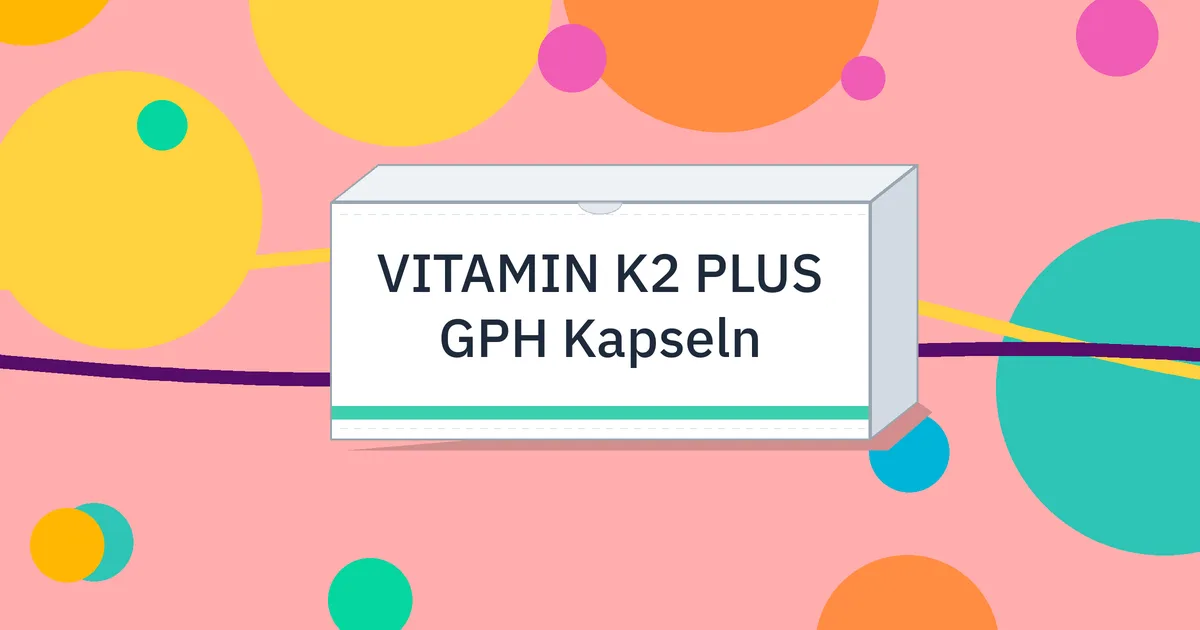 Symbolbild: Packung mit der Aufschrift VITAMIN K2 PLUS GPH Kapseln (PZN 11190050) – Verfügbarkeit und Bezug in Apotheken in Frankfurt am Main