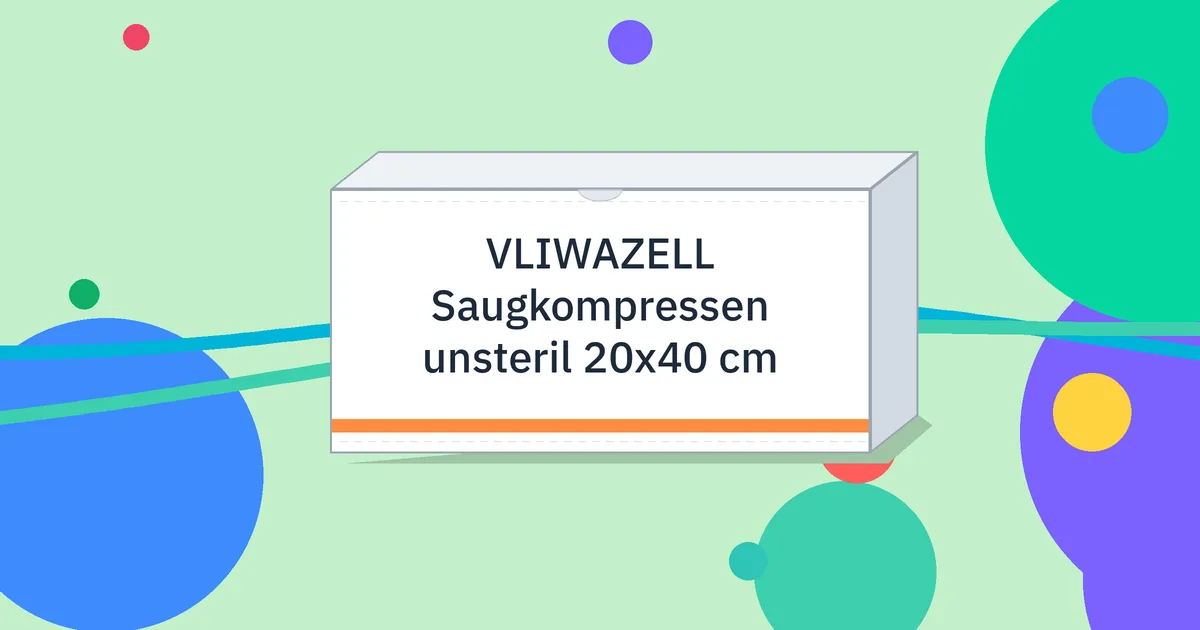 Symbolbild: Packung mit der Aufschrift VLIWAZELL Saugkompressen unsteril 20x40 cm (PZN 00809701) – Verfügbarkeit und Bezug in Apotheken in Frankfurt am Main