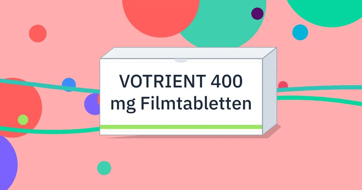Symbolbild: Packung mit der Aufschrift VOTRIENT 400 mg Filmtabletten (PZN 10709403) – Verfügbarkeit und Bezug in Apotheken in Frankfurt am Main