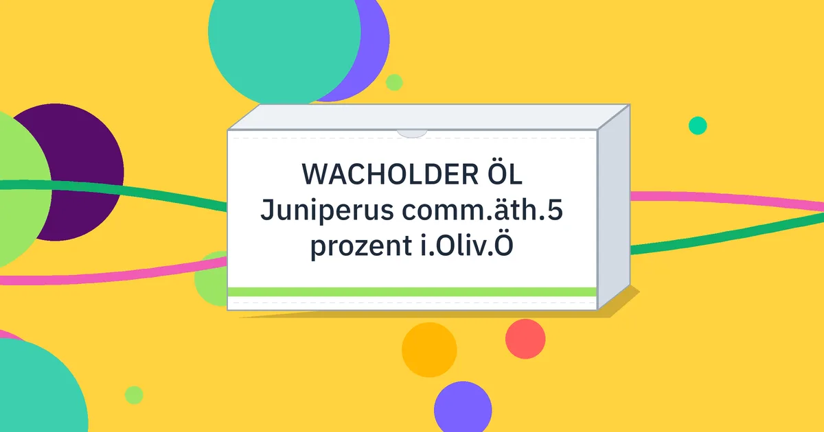 Symbolbild: Packung mit der Aufschrift WACHOLDER ÖL Juniperus comm.äth.5 prozent i.Oliv.Ö (PZN 02467328) – Verfügbarkeit und Bezug in Apotheken in Frankfurt am Main