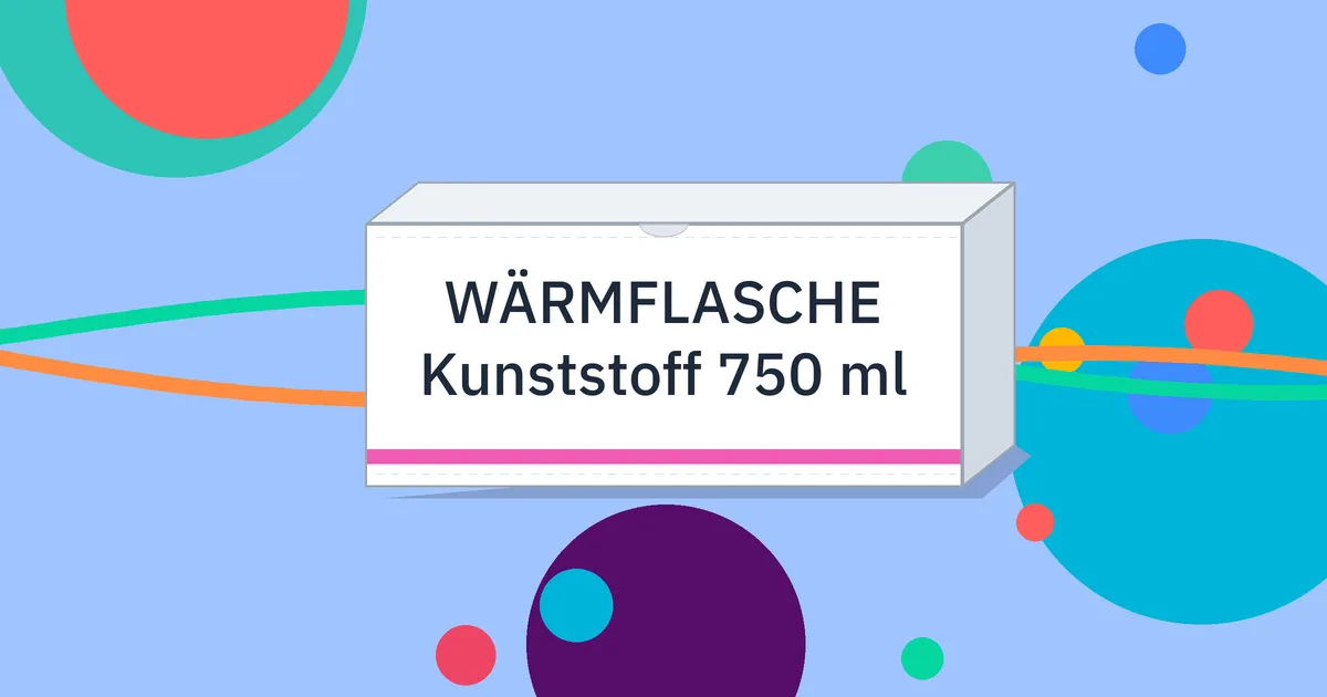 Symbolbild: Packung mit der Aufschrift WÄRMFLASCHE Kunststoff 750 ml (PZN 01425049) – Verfügbarkeit und Bezug in Apotheken in Frankfurt am Main