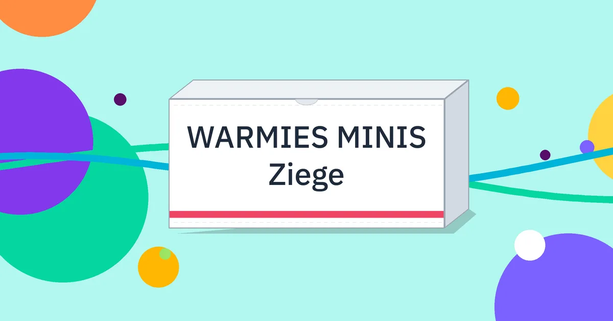 Symbolbild: Packung mit der Aufschrift WARMIES MINIS Ziege (PZN 16757811) – Verfügbarkeit und Bezug in Apotheken in Frankfurt am Main
