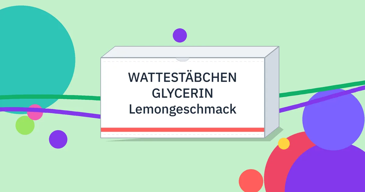 Symbolbild: Packung mit der Aufschrift WATTESTÄBCHEN GLYCERIN Lemongeschmack (PZN 10831392) – Verfügbarkeit und Bezug in Apotheken in Frankfurt am Main