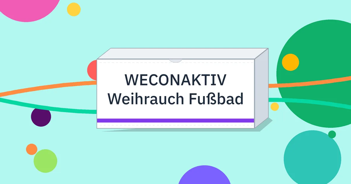 Symbolbild: Packung mit der Aufschrift WECONAKTIV Weihrauch Fußbad (PZN 09727353) – Verfügbarkeit und Bezug in Apotheken in Frankfurt am Main