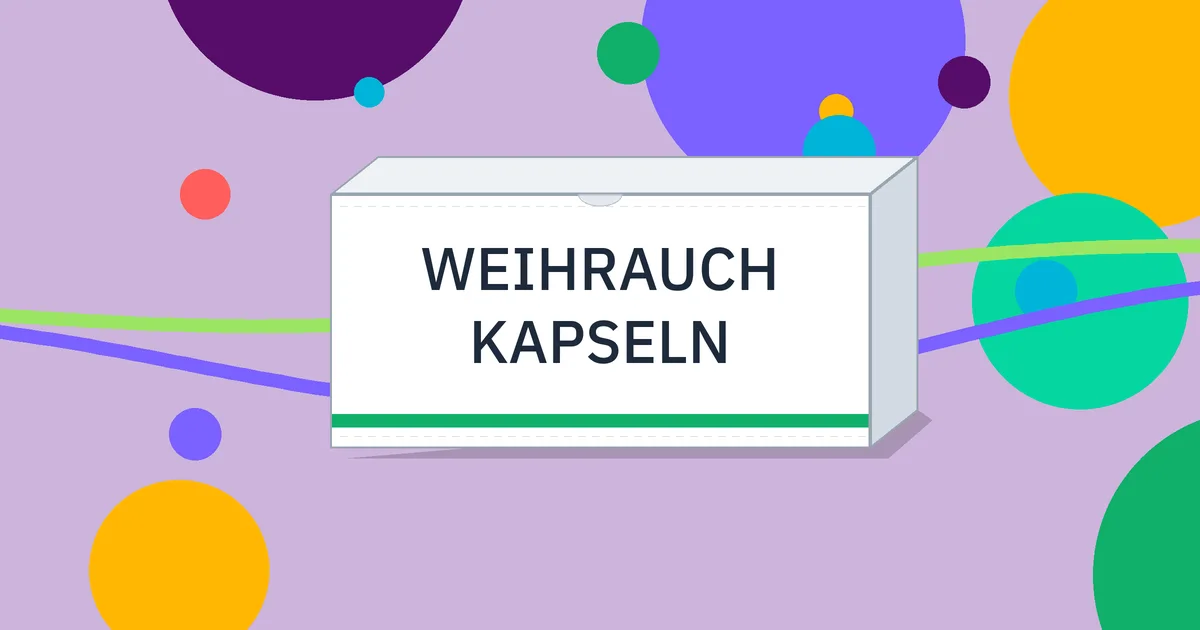 Symbolbild: Packung mit der Aufschrift WEIHRAUCH KAPSELN (PZN 19302643) – Verfügbarkeit und Bezug in Apotheken in Frankfurt am Main