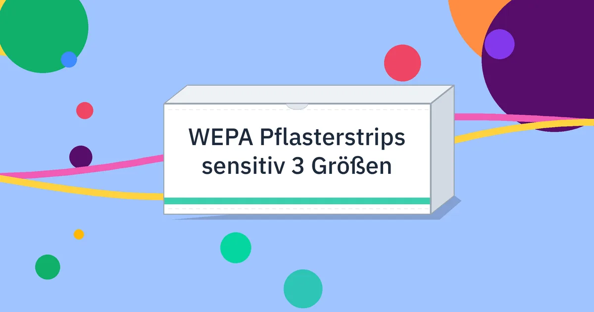 Symbolbild: Packung mit der Aufschrift WEPA Pflasterstrips sensitiv 3 Größen (PZN 16233870) – Verfügbarkeit und Bezug in Apotheken in Frankfurt am Main
