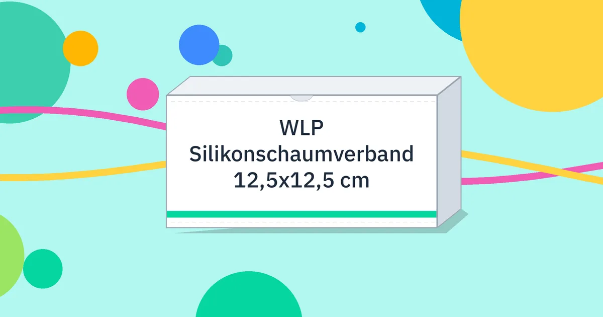 Symbolbild: Packung mit der Aufschrift WLP Silikonschaumverband 12,5x12,5 cm (PZN 12731625) – Verfügbarkeit und Bezug in Apotheken in Frankfurt am Main