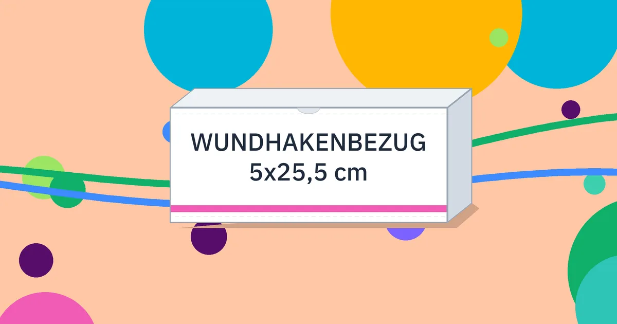 Symbolbild: Packung mit der Aufschrift WUNDHAKENBEZUG 5x25,5 cm (PZN 03055929) – Verfügbarkeit und Bezug in Apotheken in Frankfurt am Main