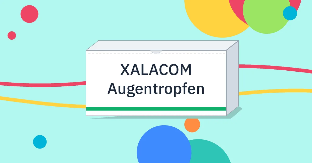 Symbolbild: Packung mit der Aufschrift XALACOM Augentropfen (PZN 13832541) – Verfügbarkeit und Bezug in Apotheken in Frankfurt am Main