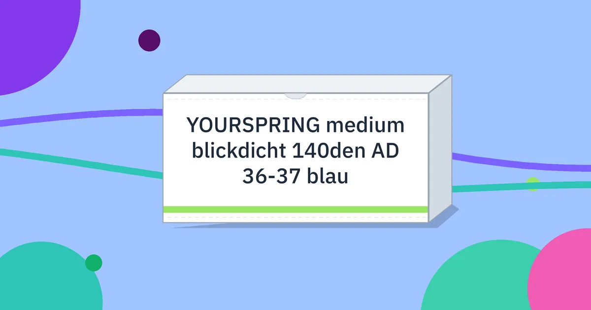 Symbolbild: Packung mit der Aufschrift YOURSPRING medium blickdicht 140den AD 36-37 blau (PZN 18057704) – Verfügbarkeit und Bezug in Apotheken in Frankfurt am Main