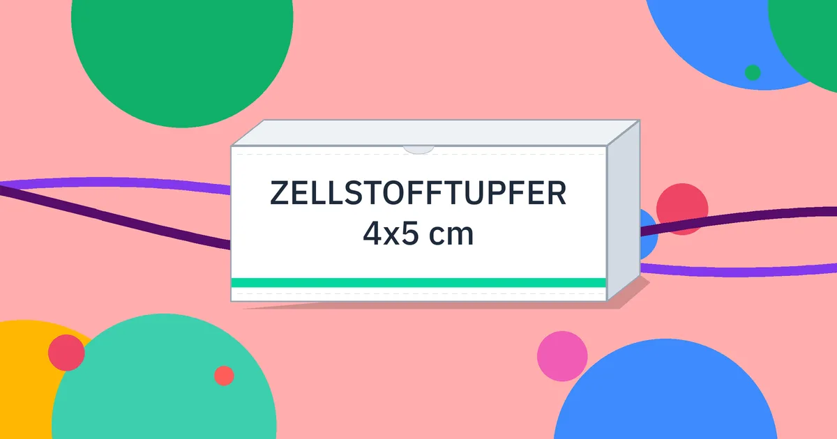 Symbolbild: Packung mit der Aufschrift ZELLSTOFFTUPFER 4x5 cm (PZN 01960423) – Verfügbarkeit und Bezug in Apotheken in Frankfurt am Main