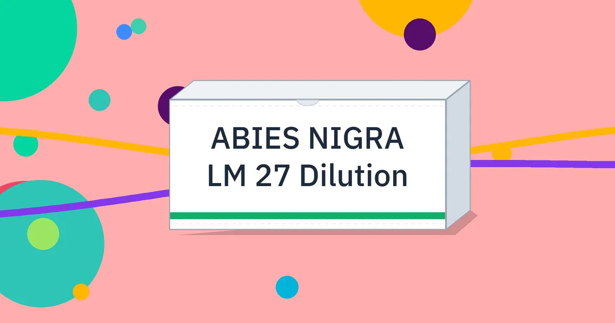 Symbolbild: Packung mit der Aufschrift ABIES NIGRA LM 27 Dilution (PZN 13260777) – Verfügbarkeit und Bezug in Apotheken in Frankfurt am Main