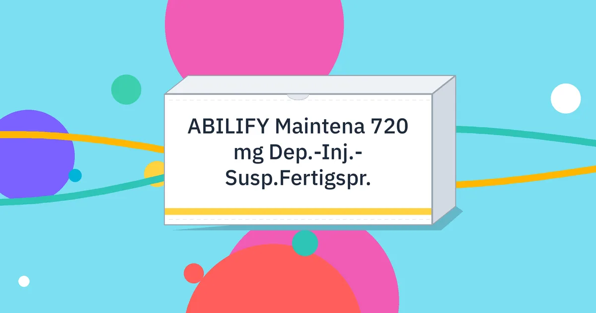Symbolbild: Packung mit der Aufschrift ABILIFY Maintena 720 mg Dep.-Inj.-Susp.Fertigspr. (PZN 20012301) – Verfügbarkeit und Bezug in Apotheken in Frankfurt am Main