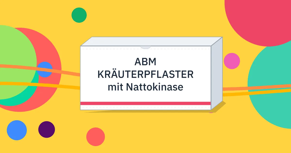 Symbolbild: Packung mit der Aufschrift ABM KRÄUTERPFLASTER mit Nattokinase (PZN 18074677) – Verfügbarkeit und Bezug in Apotheken in Frankfurt am Main