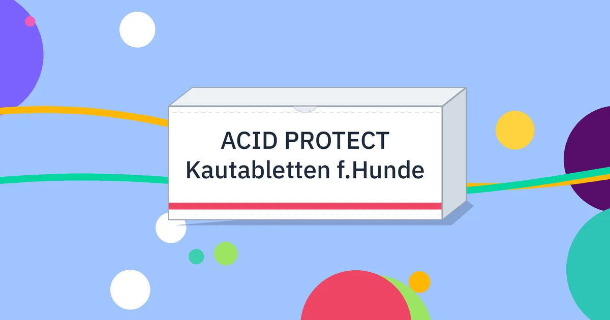 Symbolbild: Packung mit der Aufschrift ACID PROTECT Kautabletten f.Hunde (PZN 17834695) – Verfügbarkeit und Bezug in Apotheken in Frankfurt am Main
