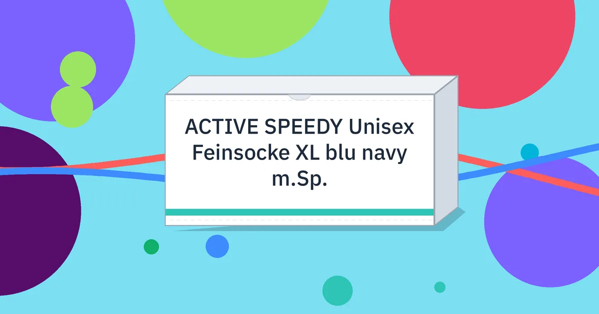 Symbolbild: Packung mit der Aufschrift ACTIVE SPEEDY Unisex Feinsocke XL blu navy m.Sp. (PZN 16194986) – Verfügbarkeit und Bezug in Apotheken in Frankfurt am Main