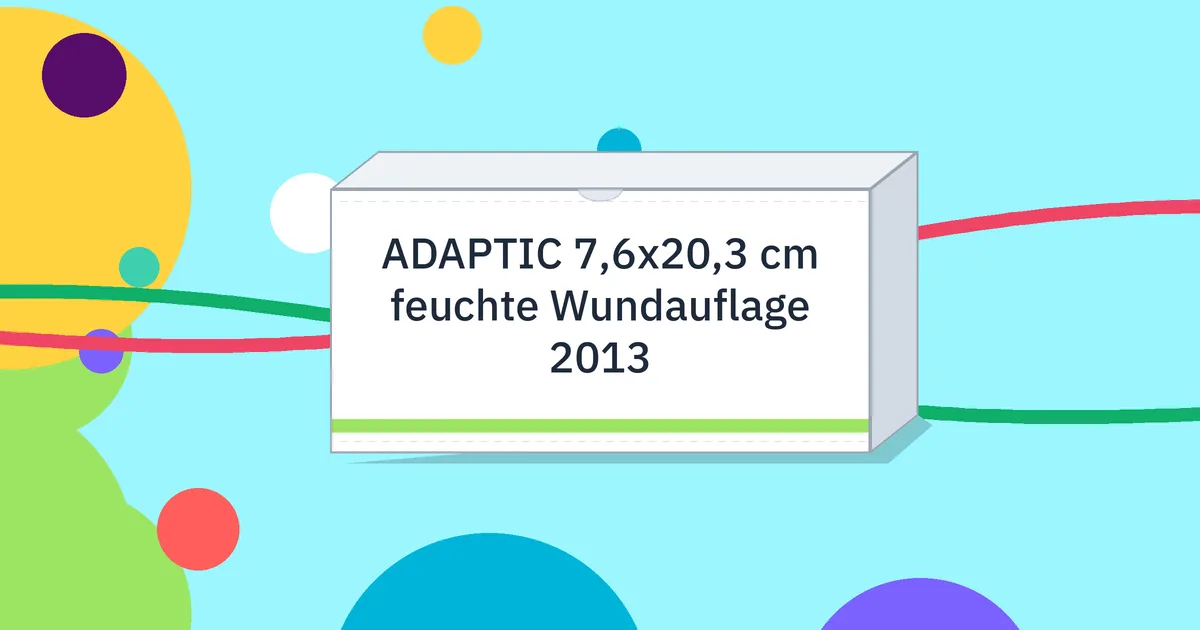 Symbolbild: Packung mit der Aufschrift ADAPTIC 7,6x20,3 cm feuchte Wundauflage 2013 (PZN 17311187) – Verfügbarkeit und Bezug in Apotheken in Frankfurt am Main