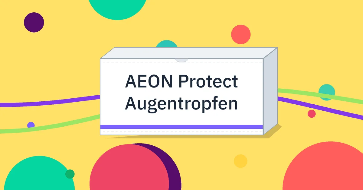 Symbolbild: Packung mit der Aufschrift AEON Protect Augentropfen (PZN 15235513) – Verfügbarkeit und Bezug in Apotheken in Frankfurt am Main
