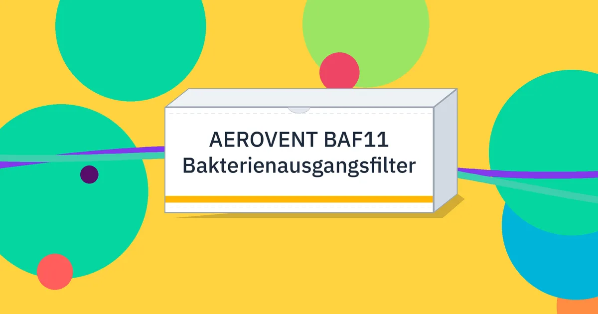 Symbolbild: Packung mit der Aufschrift AEROVENT BAF11 Bakterienausgangsfilter (PZN 19721469) – Verfügbarkeit und Bezug in Apotheken in Frankfurt am Main