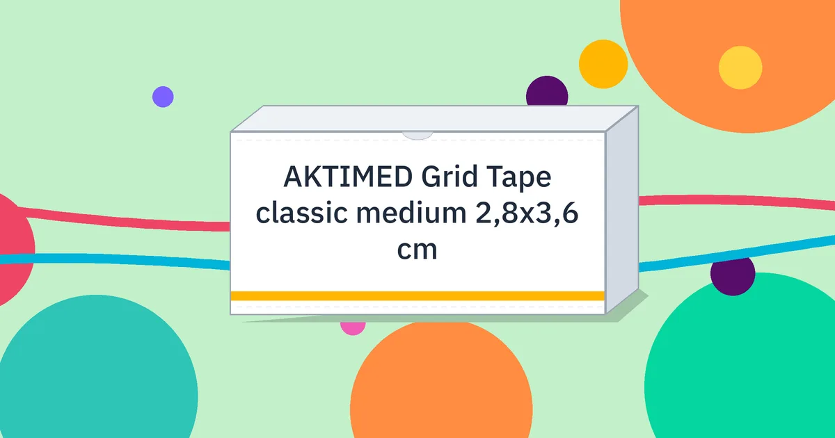 Symbolbild: Packung mit der Aufschrift AKTIMED Grid Tape classic medium 2,8x3,6 cm (PZN 15745504) – Verfügbarkeit und Bezug in Apotheken in Frankfurt am Main
