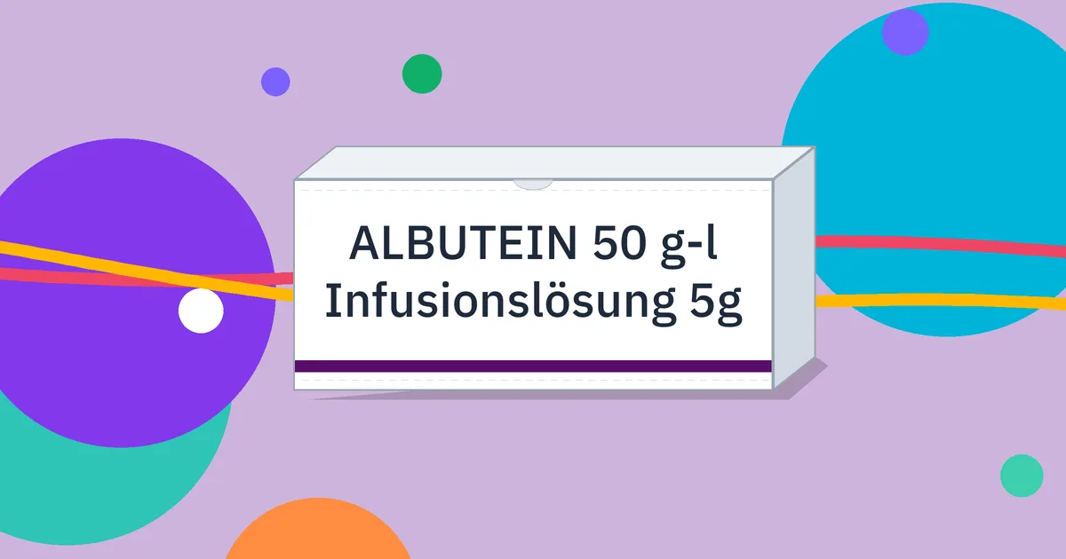 Symbolbild: Packung mit der Aufschrift ALBUTEIN 50 g-l Infusionslösung 5g (PZN 17910290) – Verfügbarkeit und Bezug in Apotheken in Frankfurt am Main