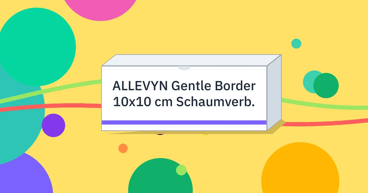 Symbolbild: Packung mit der Aufschrift ALLEVYN Gentle Border 10x10 cm Schaumverb. (PZN 13902112) – Verfügbarkeit und Bezug in Apotheken in Frankfurt am Main