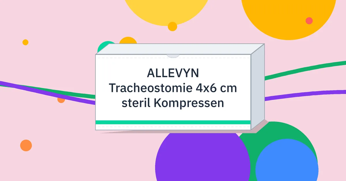 Symbolbild: Packung mit der Aufschrift ALLEVYN Tracheostomie 4x6 cm steril Kompressen (PZN 16327111) – Verfügbarkeit und Bezug in Apotheken in Frankfurt am Main
