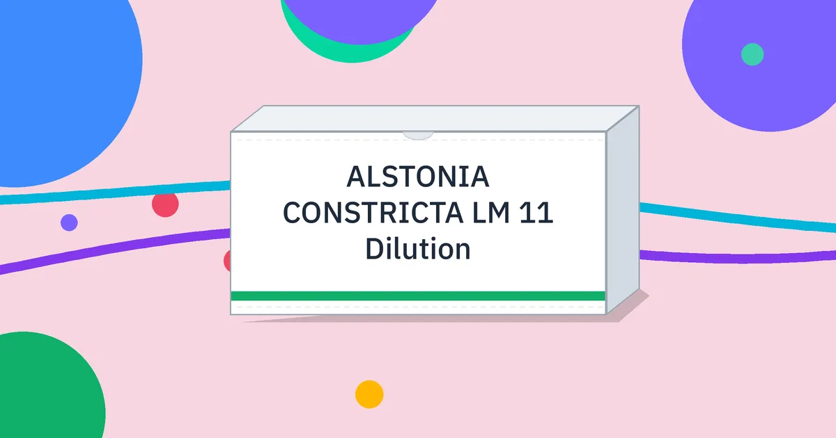 Symbolbild: Packung mit der Aufschrift ALSTONIA CONSTRICTA LM 11 Dilution (PZN 13314303) – Verfügbarkeit und Bezug in Apotheken in Frankfurt am Main