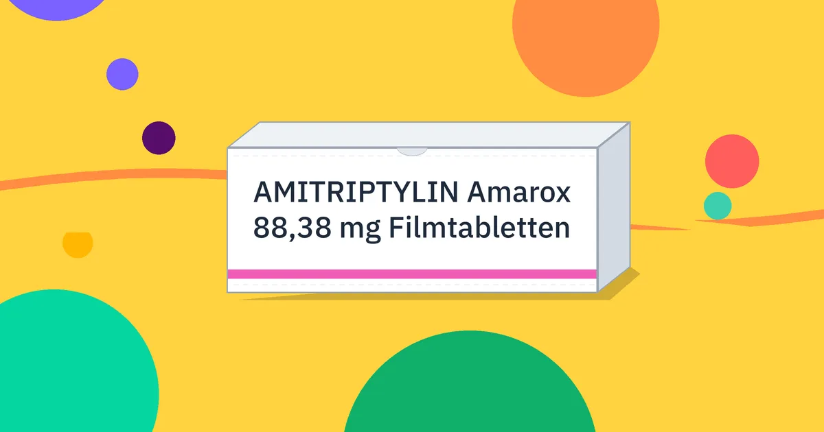 Symbolbild: Packung mit der Aufschrift AMITRIPTYLIN Amarox 88,38 mg Filmtabletten (PZN 19276561) – Verfügbarkeit und Bezug in Apotheken in Frankfurt am Main