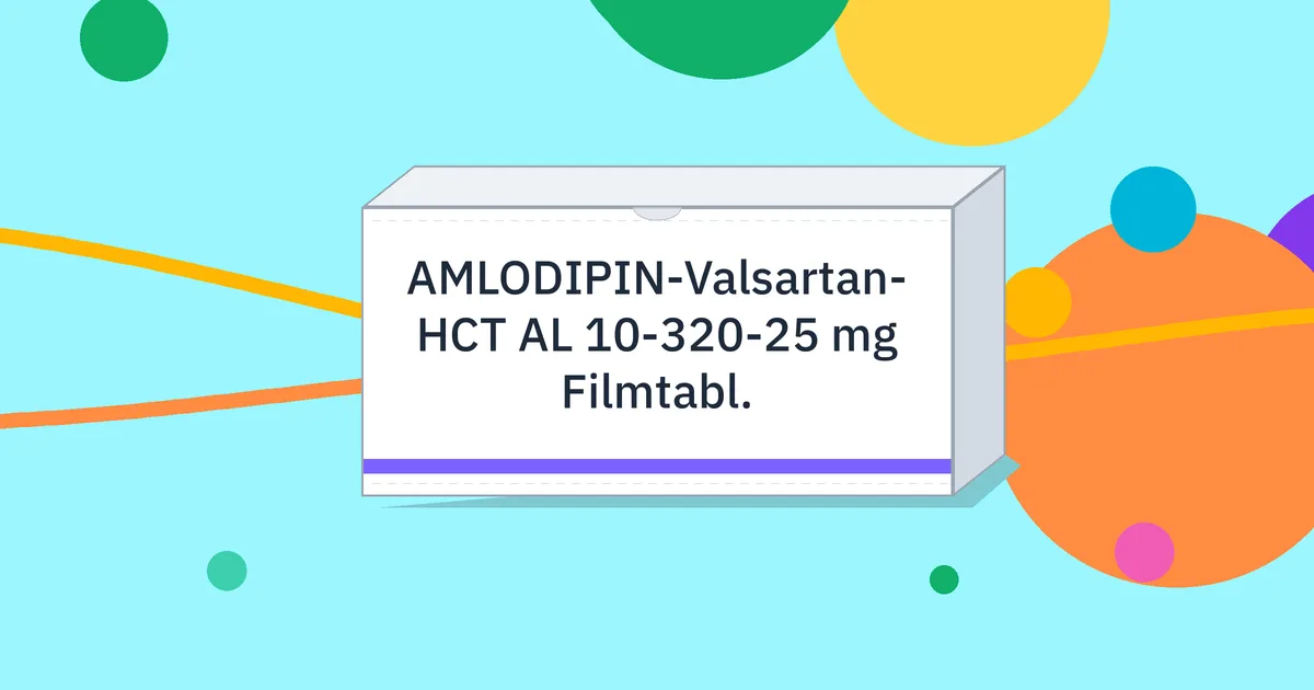 Symbolbild: Packung mit der Aufschrift AMLODIPIN-Valsartan-HCT AL 10-320-25 mg Filmtabl. (PZN 15437151) – Verfügbarkeit und Bezug in Apotheken in Frankfurt am Main