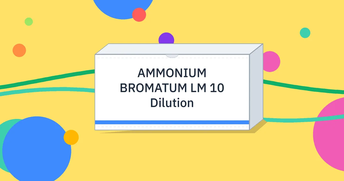 Symbolbild: Packung mit der Aufschrift AMMONIUM BROMATUM LM 10 Dilution (PZN 13320367) – Verfügbarkeit und Bezug in Apotheken in Frankfurt am Main