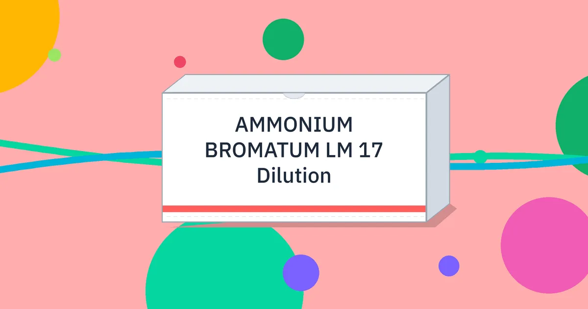 Symbolbild: Packung mit der Aufschrift AMMONIUM BROMATUM LM 17 Dilution (PZN 13320456) – Verfügbarkeit und Bezug in Apotheken in Frankfurt am Main
