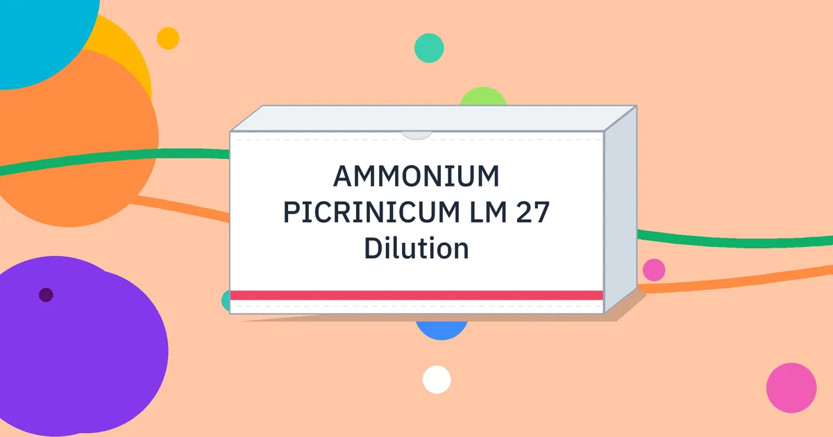 Symbolbild: Packung mit der Aufschrift AMMONIUM PICRINICUM LM 27 Dilution (PZN 13322917) – Verfügbarkeit und Bezug in Apotheken in Frankfurt am Main