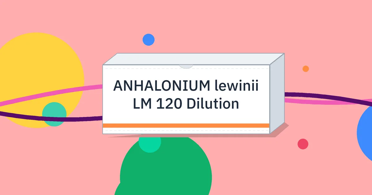 Symbolbild: Packung mit der Aufschrift ANHALONIUM lewinii LM 120 Dilution (PZN 13369221) – Verfügbarkeit und Bezug in Apotheken in Frankfurt am Main