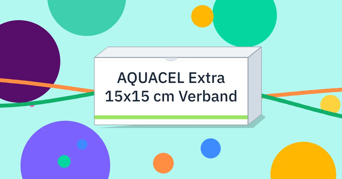 Symbolbild: Packung mit der Aufschrift AQUACEL Extra 15x15 cm Verband (PZN 18091859) – Verfügbarkeit und Bezug in Apotheken in Frankfurt am Main