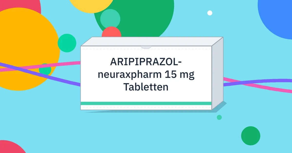 Symbolbild: Packung mit der Aufschrift ARIPIPRAZOL-neuraxpharm 15 mg Tabletten (PZN 10736305) – Verfügbarkeit und Bezug in Apotheken in Frankfurt am Main