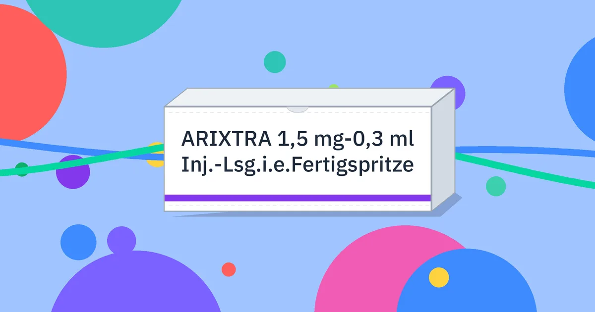 Symbolbild: Packung mit der Aufschrift ARIXTRA 1,5 mg-0,3 ml Inj.-Lsg.i.e.Fertigspritze (PZN 04191801) – Verfügbarkeit und Bezug in Apotheken in Frankfurt am Main