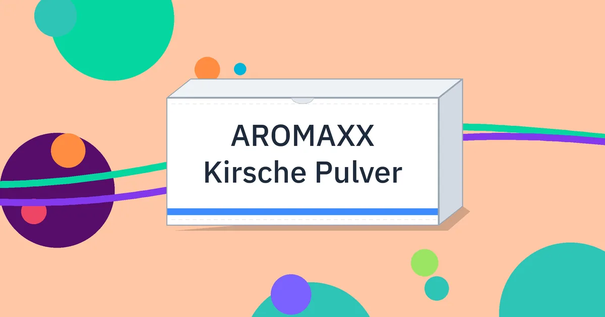 Symbolbild: Packung mit der Aufschrift AROMAXX Kirsche Pulver (PZN 04377517) – Verfügbarkeit und Bezug in Apotheken in Frankfurt am Main