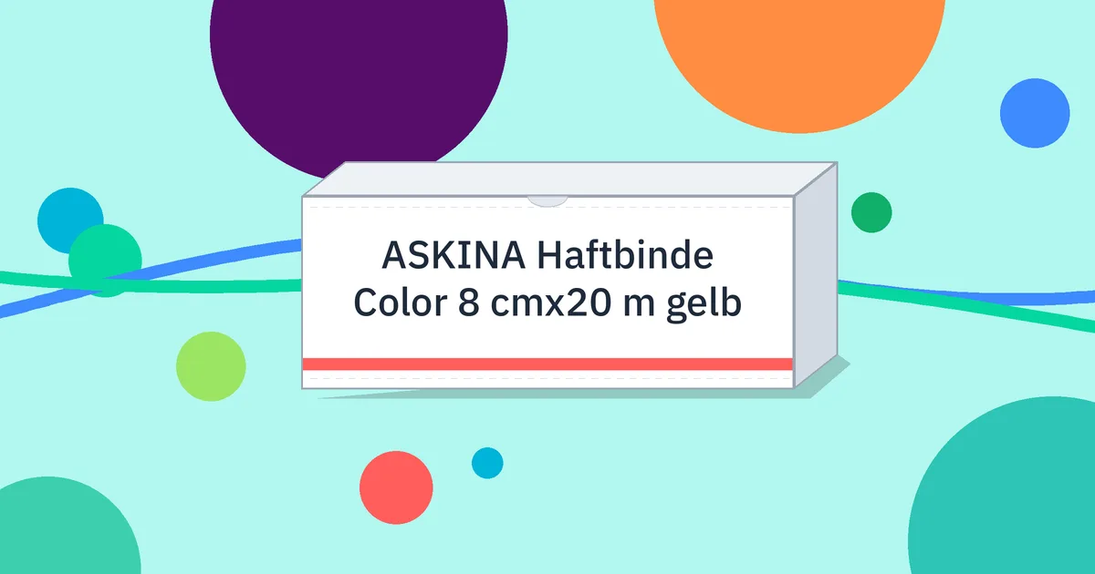 Symbolbild: Packung mit der Aufschrift ASKINA Haftbinde Color 8 cmx20 m gelb (PZN 00730046) – Verfügbarkeit und Bezug in Apotheken in Frankfurt am Main
