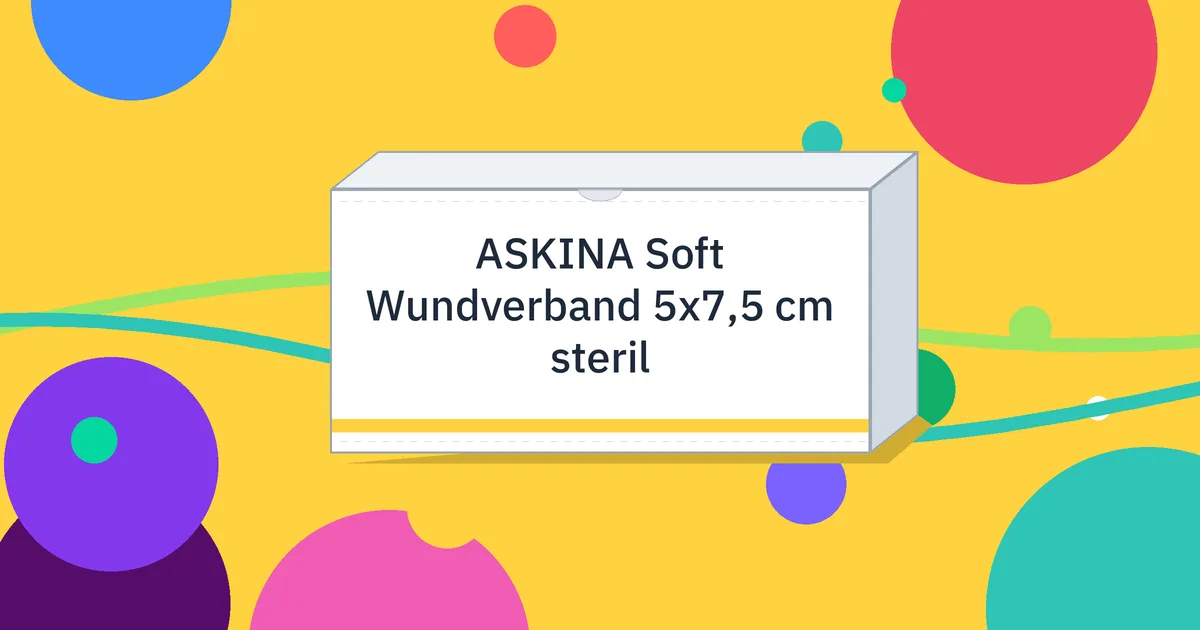 Symbolbild: Packung mit der Aufschrift ASKINA Soft Wundverband 5x7,5 cm steril (PZN 15403376) – Verfügbarkeit und Bezug in Apotheken in Frankfurt am Main