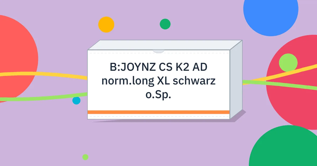 Symbolbild: Packung mit der Aufschrift B:JOYNZ CS K2 AD norm.long XL schwarz o.Sp. (PZN 20528996) – Verfügbarkeit und Bezug in Apotheken in Frankfurt am Main