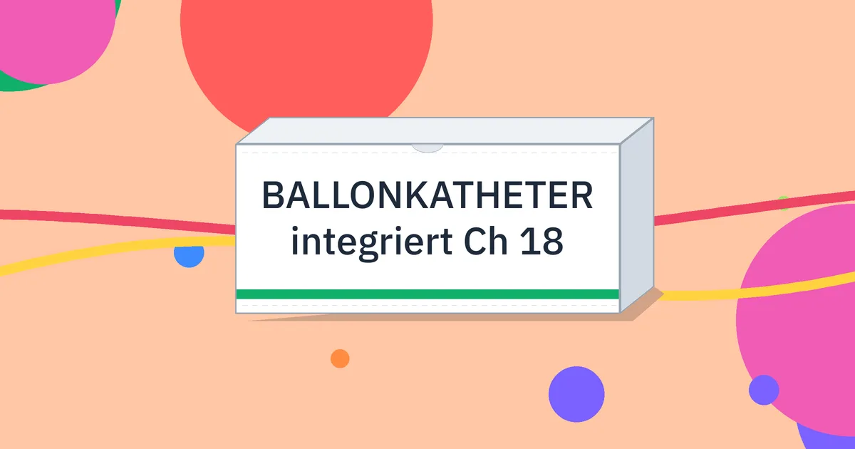 Symbolbild: Packung mit der Aufschrift BALLONKATHETER integriert Ch 18 (PZN 02894763) – Verfügbarkeit und Bezug in Apotheken in Frankfurt am Main