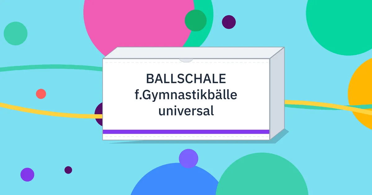 Symbolbild: Packung mit der Aufschrift BALLSCHALE f.Gymnastikbälle universal (PZN 11344748) – Verfügbarkeit und Bezug in Apotheken in Frankfurt am Main